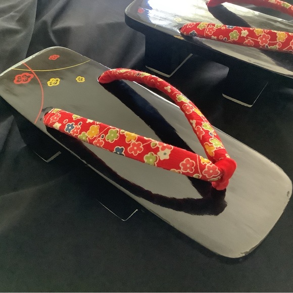 Art | Vintage Okobo Traditional Japanese Wooden Sandals Flat Wood Base ...